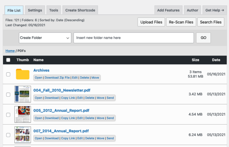 Admin File List - Simple File List