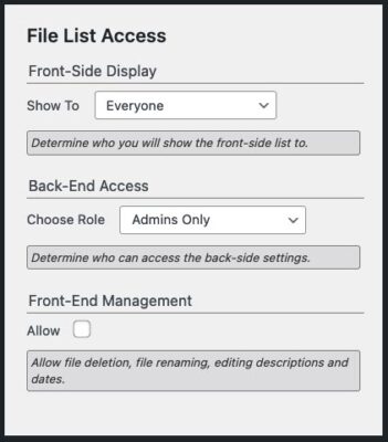 File List Settings - Simple File List