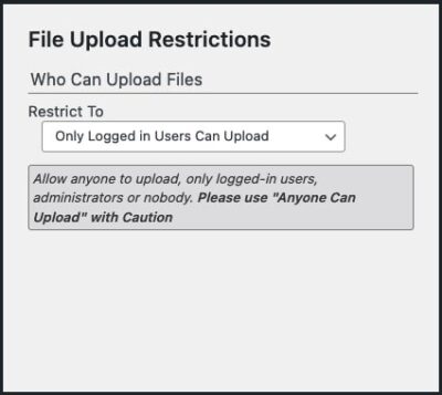 Upload Settings - Simple File List